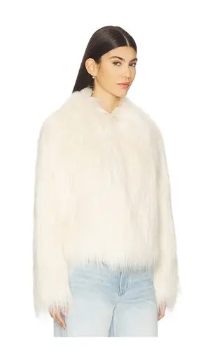 LoveShackFancy Fallon Faux Fur Jacket - Ivory