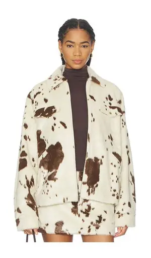 Women's Cow Print Faux Fur Jackets