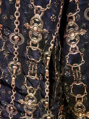 SITTINGSUITS Chain Print Hooded Coat - Black