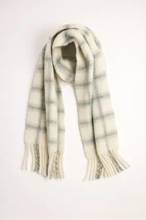 Velvet By Graham & Spencer Warm Window Plaid Scarf - Natural