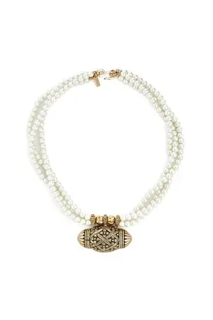 KENNETH JAY LANE Pearl And Pendant Necklace - Gold