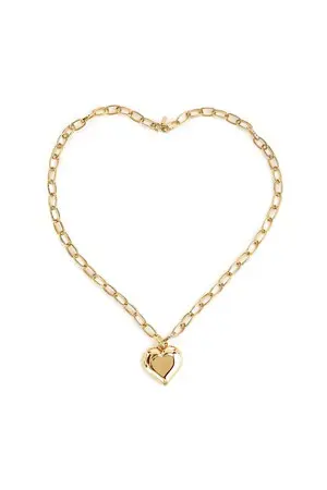 KENNETH JAY LANE Puffed Heart Pendant Chain Necklace - Gold