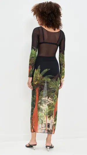 DUR DOUX Miami Palm Printed Maxi Dress