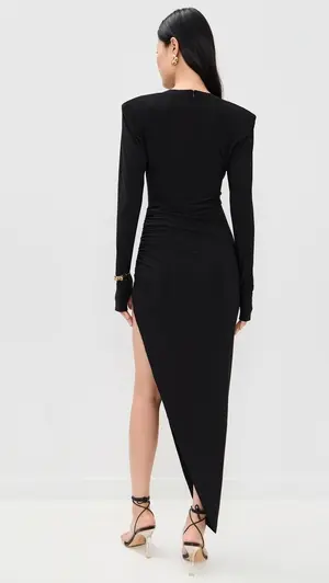 Norma Kamali Shoulder Pad V-neck Gown