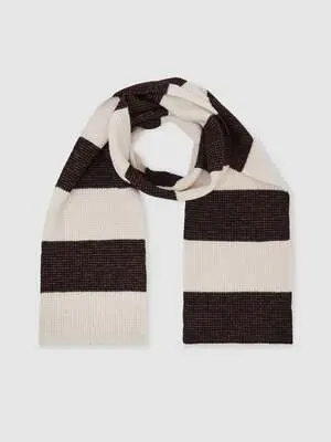 REISS Wesley Waffle-knit Block-stripe Scarf With Wool