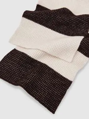 REISS Wesley Waffle-knit Block-stripe Scarf With Wool