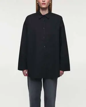 BY MALENE BIRGER Classic Organic Cotton Relaxed Fit Shirt - Black