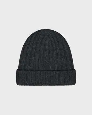 Almada Label Cashmere Beanie - Dark Grey