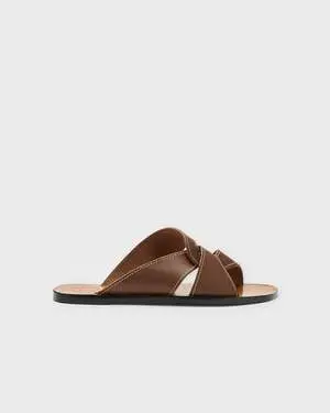 ATP ATELIER Allai Cannella Contrast Stitch Leather Sandals
