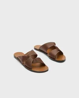 ATP ATELIER Allai Cannella Contrast Stitch Leather Sandals
