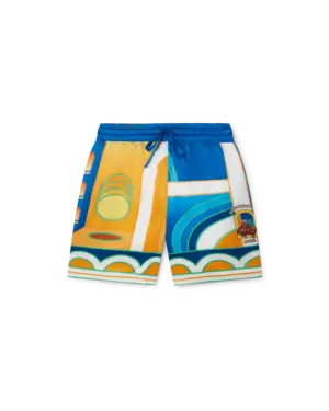 Casablanca Paysage Silk Shorts - Yellow