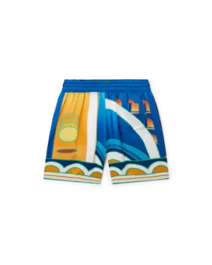 Casablanca Paysage Silk Shorts - Yellow