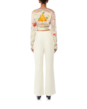 Casablanca Ne Pas Deranger Wrap Long Sleeve Blouse - Orange