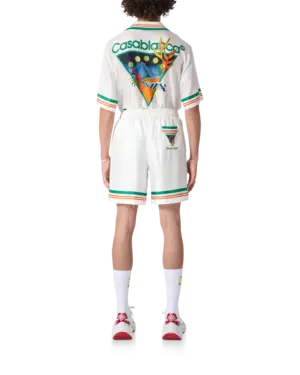 Casablanca Tennis Club Icon Silk Shorts - White