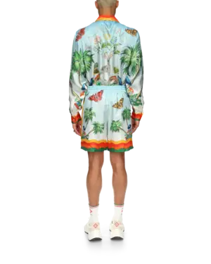 Casablanca Palm Springs Tennis Club Silk Shorts - Multicolor