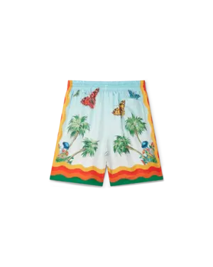 Casablanca Palm Springs Tennis Club Silk Shorts - Multicolor