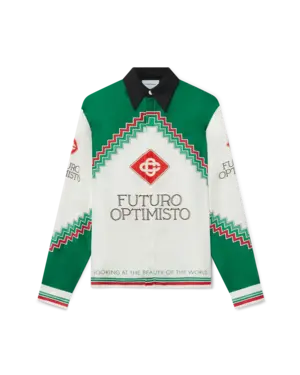 Casablanca Futuro Optimisto Long Sleeve Silk Shirt - Green