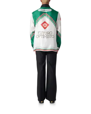 Casablanca Futuro Optimisto Long Sleeve Silk Shirt - Green