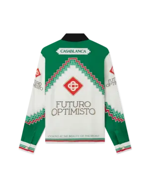 Casablanca Futuro Optimisto Long Sleeve Silk Shirt - Green