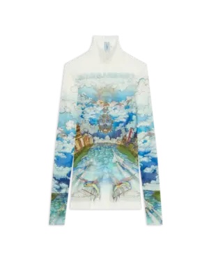 Casablanca Le Vol Ideal Printed Mesh Top