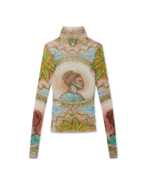 Casablanca Mosaics Greques Printed Mesh Top