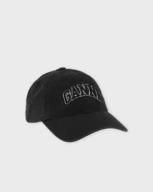 GANNI Washed Cotton Canvas Cap - Black
