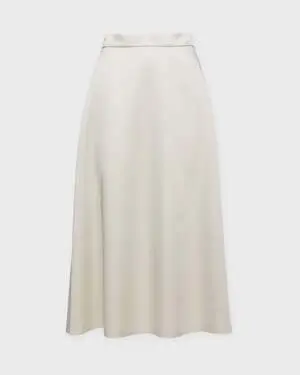 WAKAKUU Rio Satin Midi Skirt - Cream