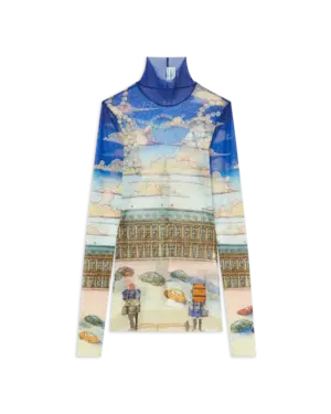 Casablanca Place Casa Printed Mesh Top - Multicolor