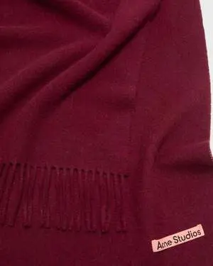 Acne Studios Fringe Wool Scarf - Burgundy