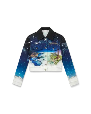 Casablanca Vol Au Nuit Classic Printed Denim Jacket