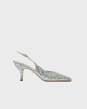 SANIA D'MINA Elena Glitter Slingback Heels