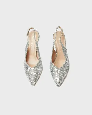 SANIA D'MINA Elena Glitter Slingback Heels
