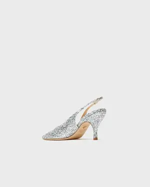 SANIA D'MINA Elena Glitter Slingback Heels