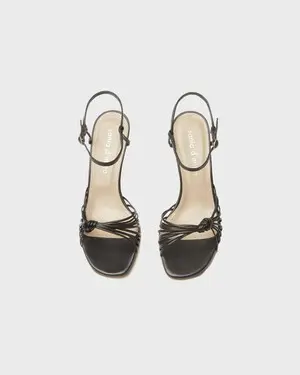 SANIA D'MINA Leather High-heeled Sandals - Black
