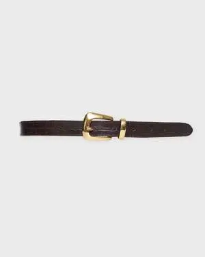 WAKAKUU ICONS Croco-embossed Leather Belt - Guld,brun