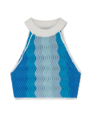 Casablanca Gradient Crochet Sleeveless Top - Blue