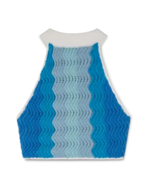 Casablanca Gradient Crochet Sleeveless Top - Blue