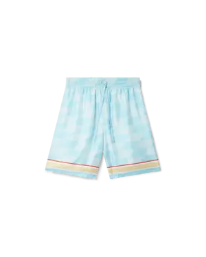 Casablanca Damiers Et Cygne Bleu Silk Shorts - Multicolor
