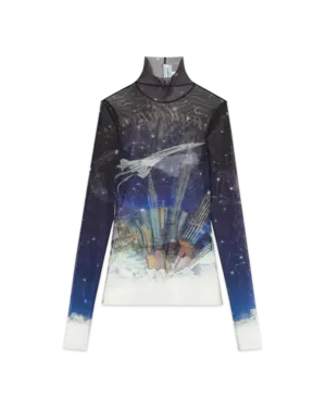 Casablanca Vol De Nuit Printed Mesh Top