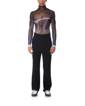 Casablanca Vol De Nuit Printed Mesh Top