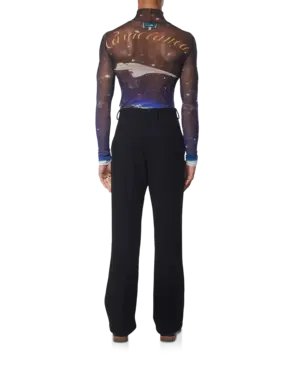 Casablanca Vol De Nuit Printed Mesh Top