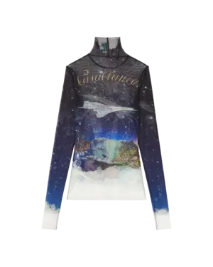 Casablanca Vol De Nuit Printed Mesh Top