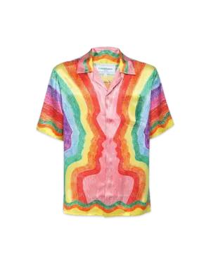 Casablanca Mind Vibrations Short Sleeve Silk Shirt - Multicolor
