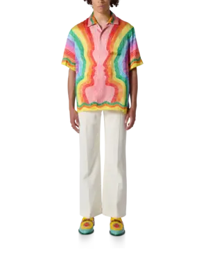 Casablanca Mind Vibrations Short Sleeve Silk Shirt - Multicolor