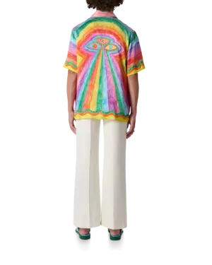Casablanca Mind Vibrations Short Sleeve Silk Shirt - Multicolor