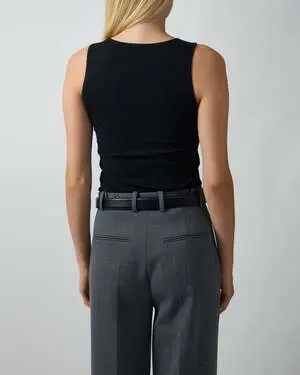 CLOEYS Heart Cut-out Ribbed Tank Top - Black