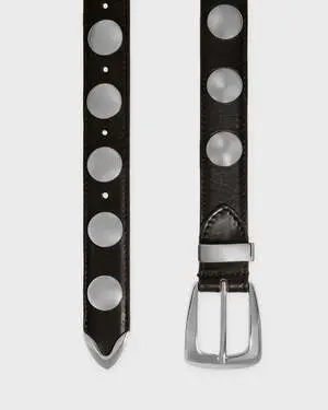 Khaite Benny Studded Leather Belt - Black