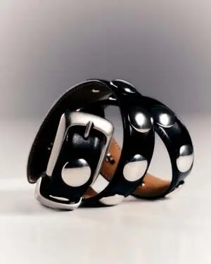 Khaite Benny Studded Leather Belt - Black