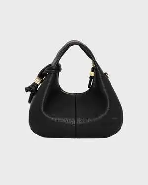 GANNI Grained Mini Hobo Bag - Black