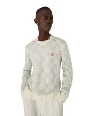 Casablanca Monogram Mohair Blend Crew Neck - White
